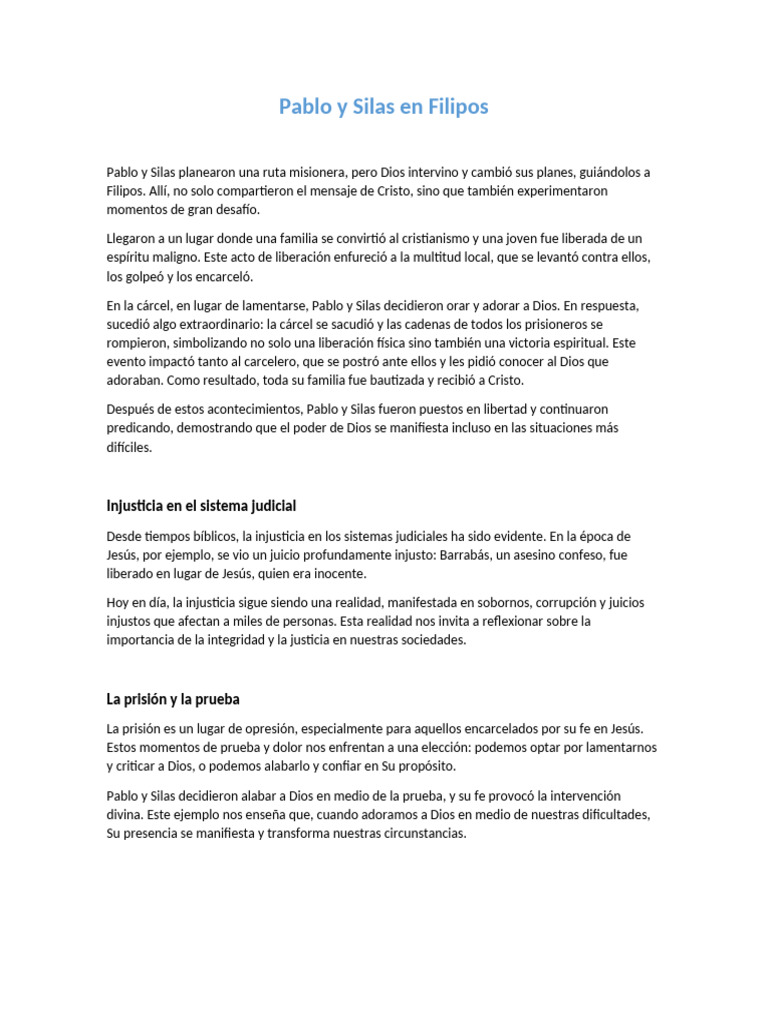 Pablo y Silas en Filipos | PDF | Pablo el apóstol | Jesús