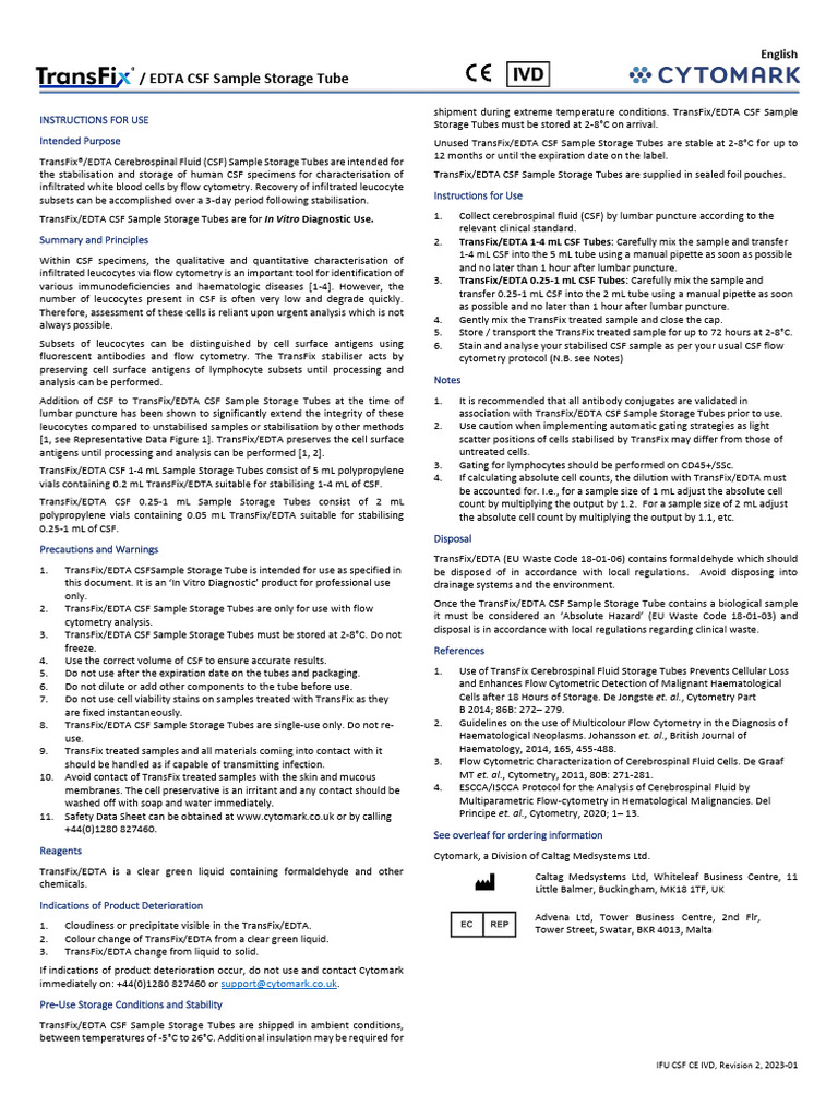 Transfix | PDF | Cerebrospinal Fluid | Flow Cytometry