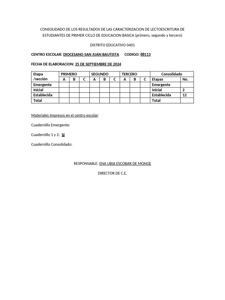 Consolidado de Caracterizacion de Lec. 0401 | PDF