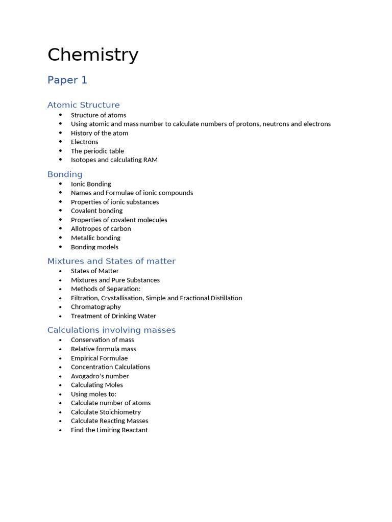 GCSE Chemistry Topics | PDF