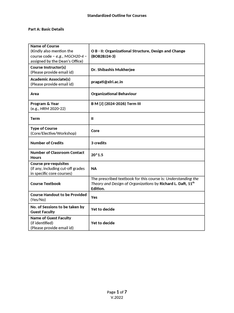 BM Course Outline Updated 1 | PDF | Goal | Learning