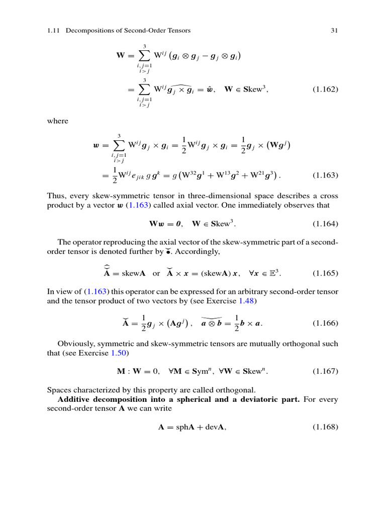 G G G G: 1.11 Decompositions of Second-Order Tensors 31 | PDF | Tensor | Mathematical Analysis