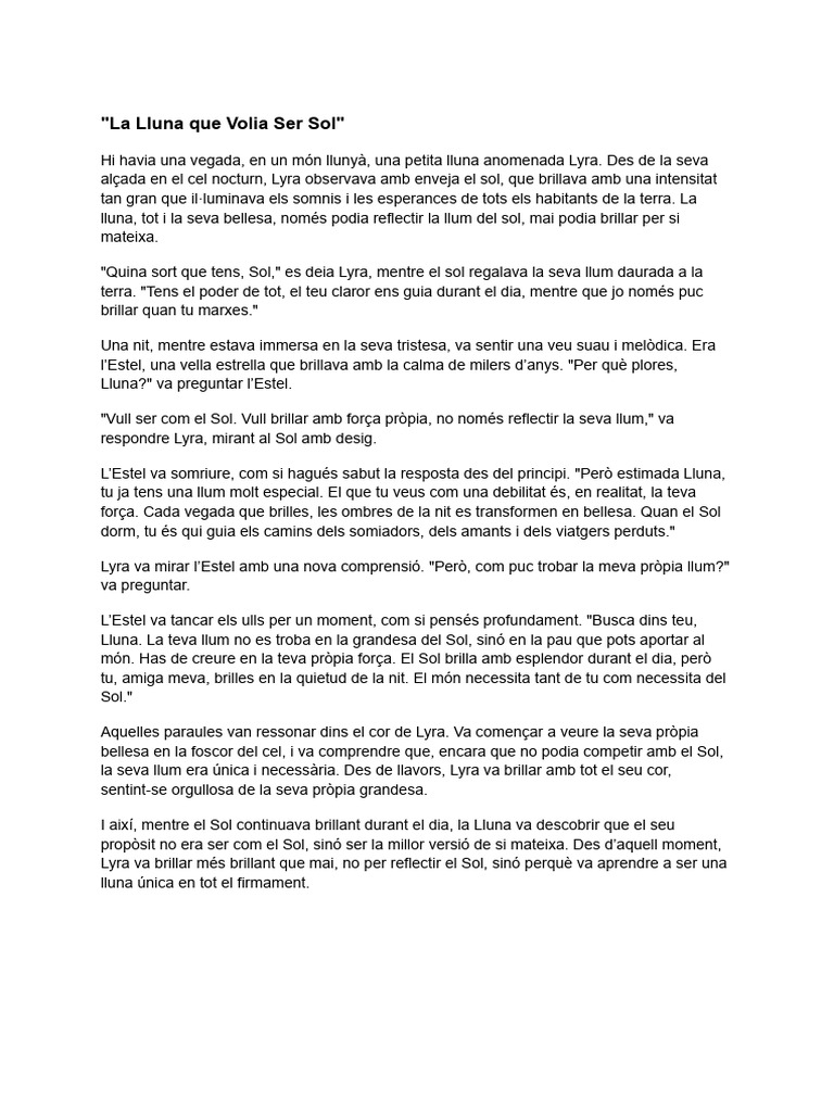 La Lluna Que Volia Ser Sol | PDF