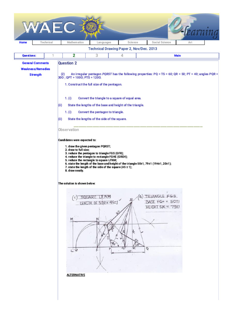 Technical Drawing Paper 2, Nov - Dec. 2013 | PDF