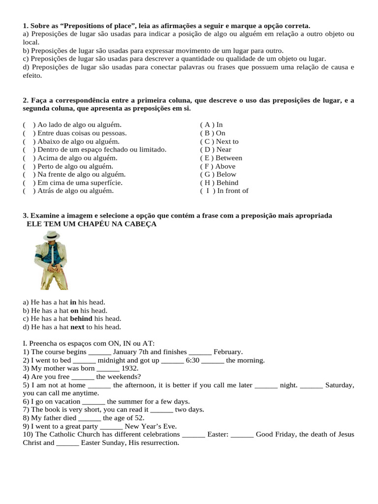 atividade prepositions011 | PDF