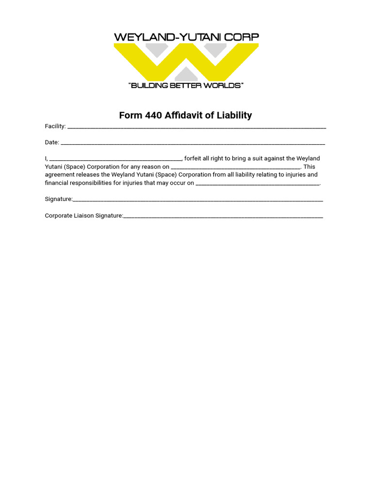 Form 440 Affidavit of Liability | PDF