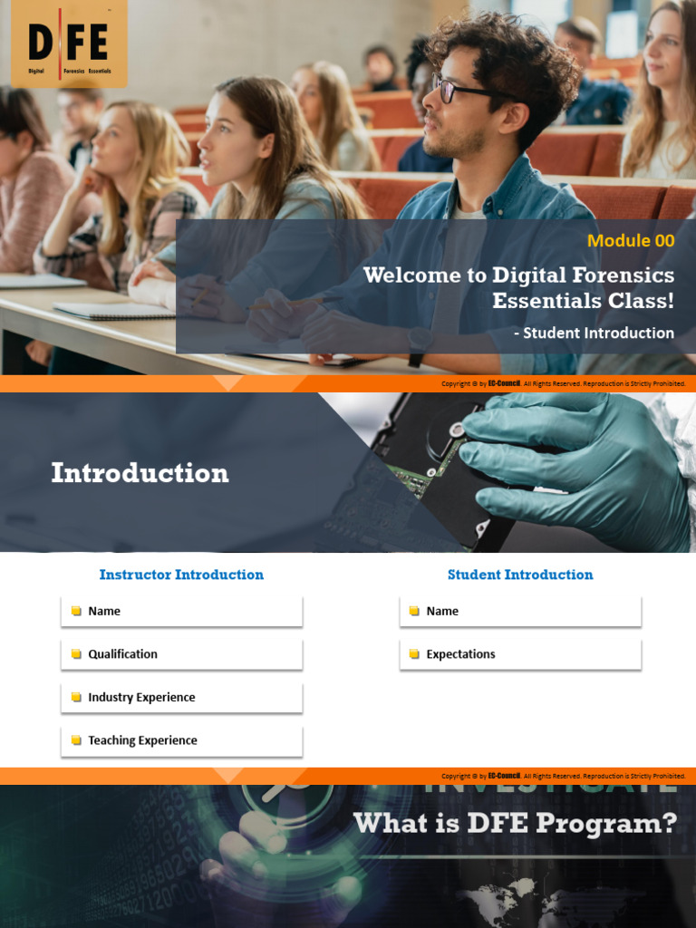 DFEv1 Module 00 Student Introduction | PDF | Computer Forensics | Digital Forensics