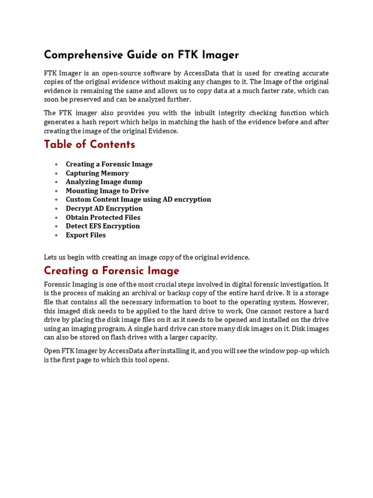 Comprehensive Guide To FTK Imager | PDF | Computer File | Computer Engineering