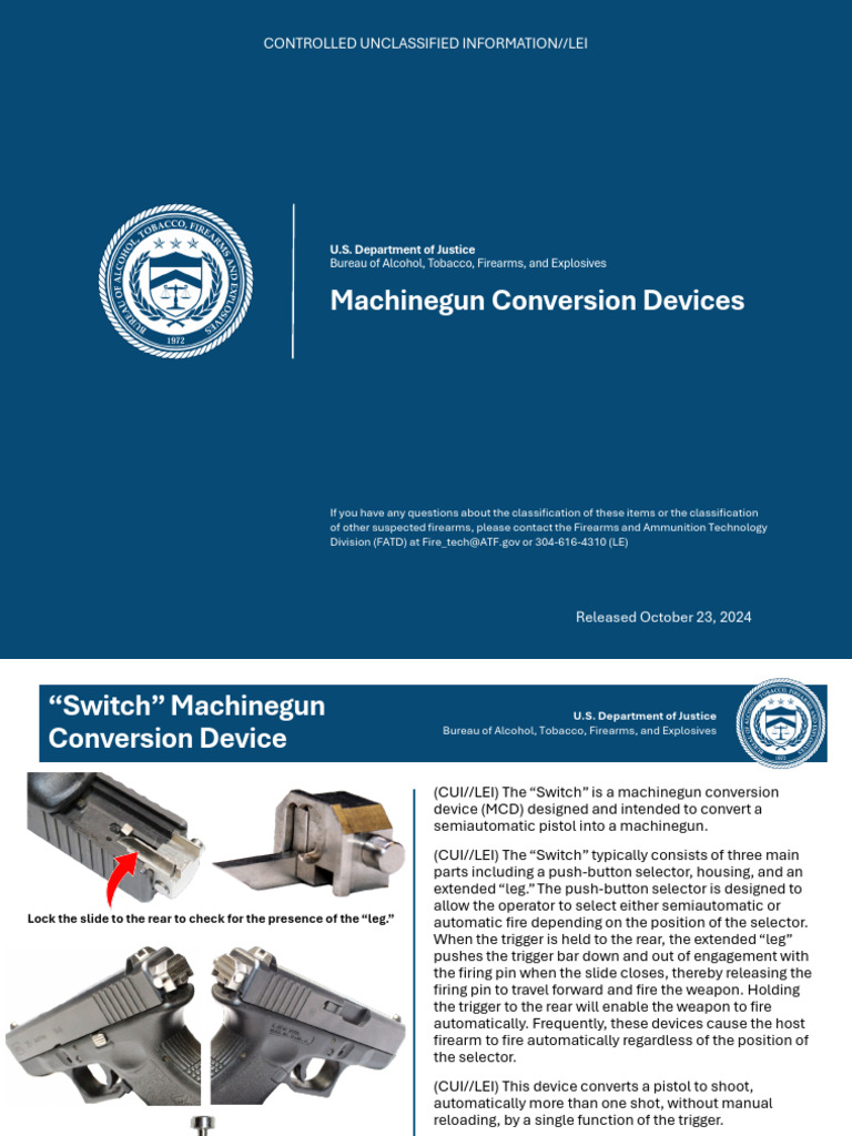 ATF LE MCD Quick Reference Guide Released 10.23.24 | PDF | Firearms | Trigger (Firearms)