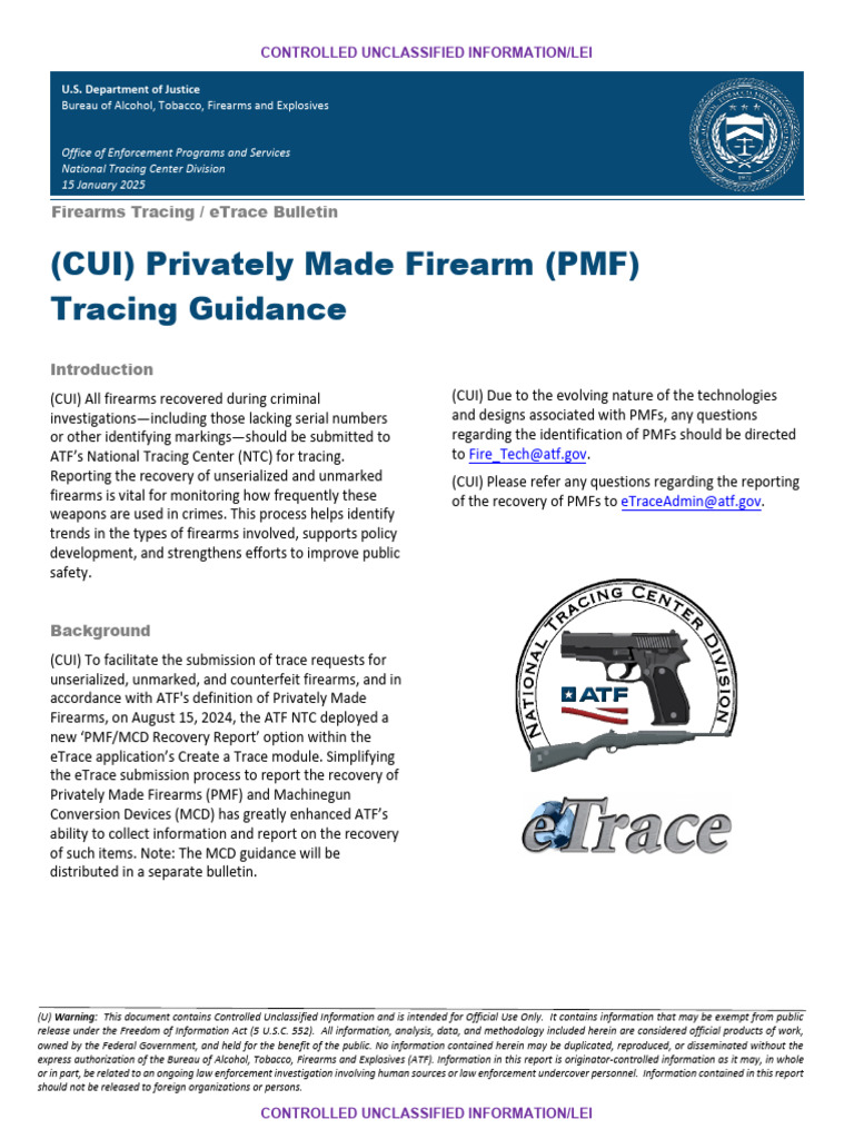 PMF Tracing Guidance for Law Enforcement | PDF | Bureau Of Alcohol