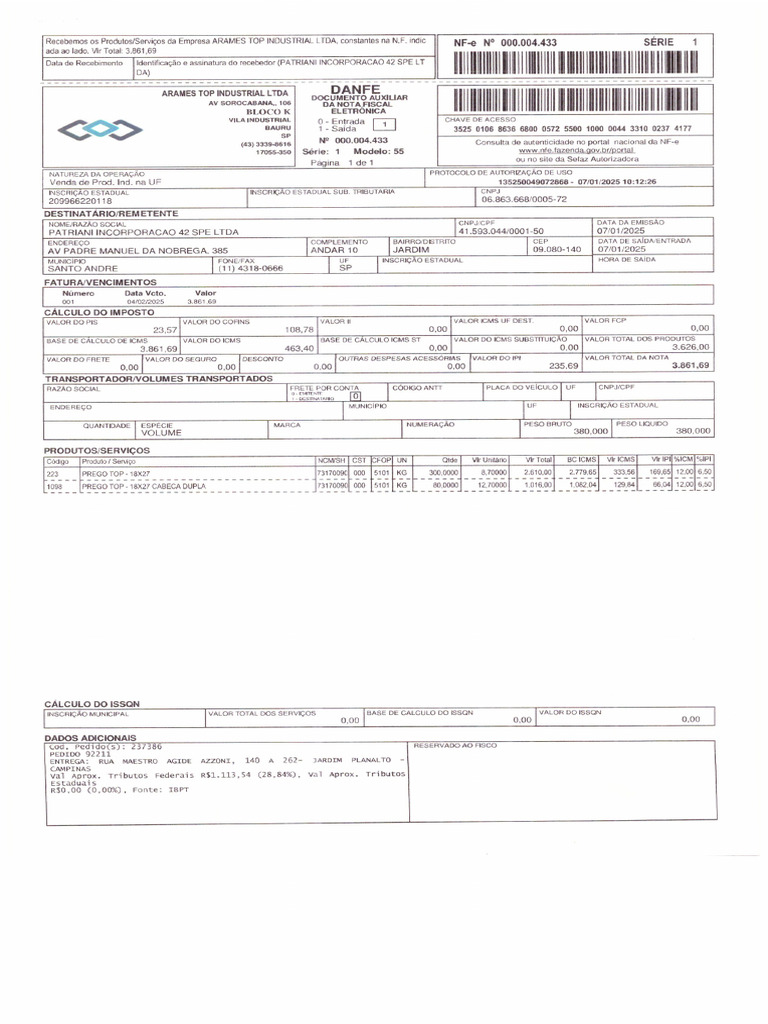 NF 4433 - Arames | PDF