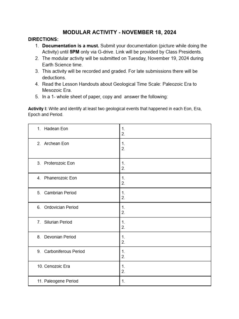 Geological Time Scale Activity | PDF | Geologic Time Scale | Geology