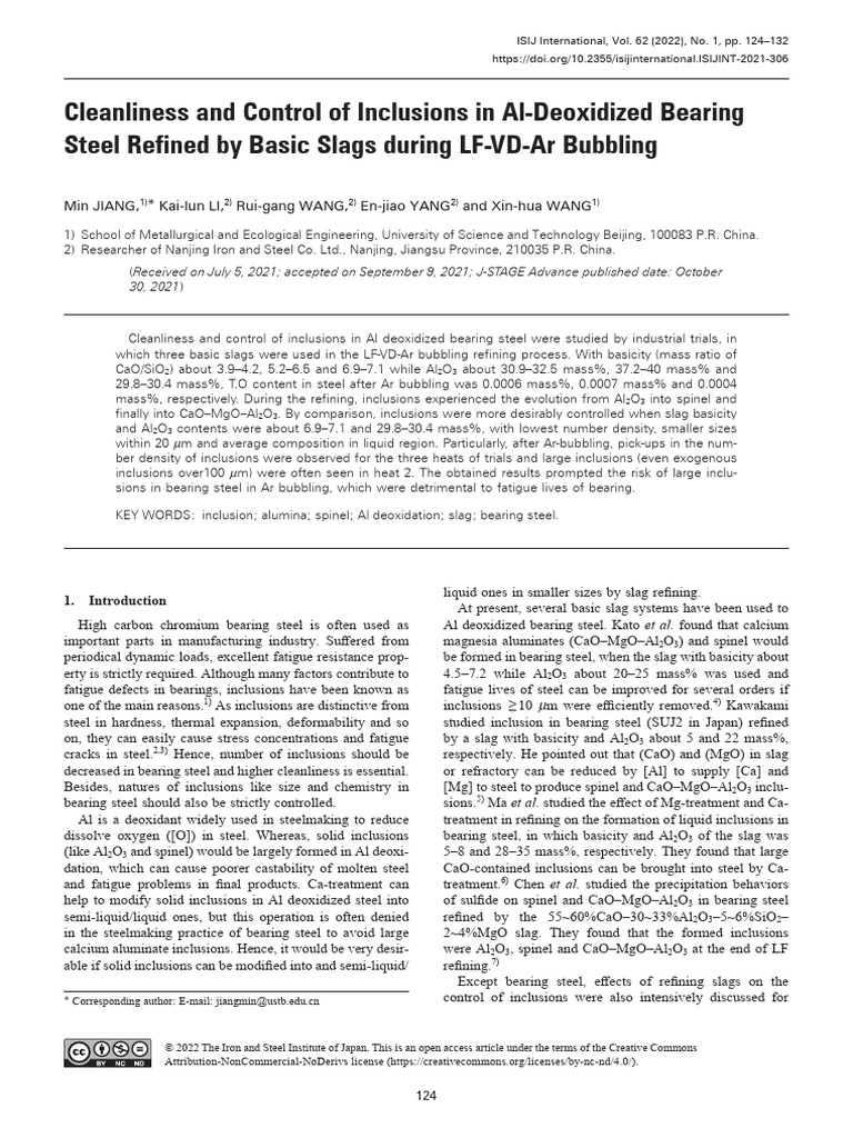 Inclusions in Al-Deoxidized Bearing Steel | PDF | Physical Sciences ...