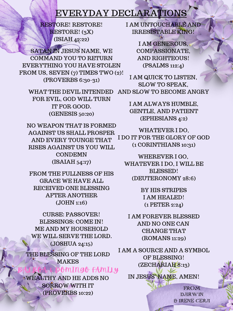 Everyday Declarations | PDF | Isaiah | Satan