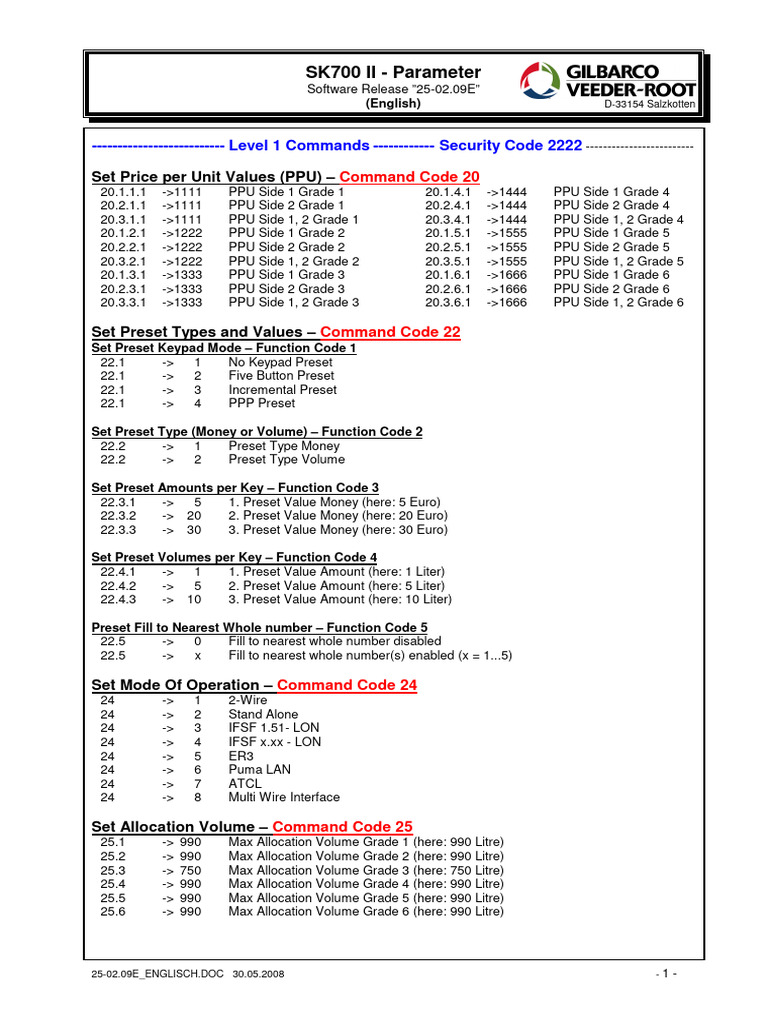 Programming SK700/SK700-2 Gilbarco | PDF | Gasoline | Diesel Fuel