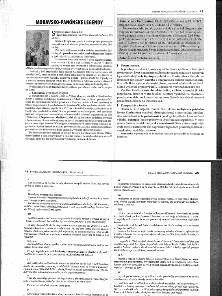 Moravsko-Panónske Legendy | PDF