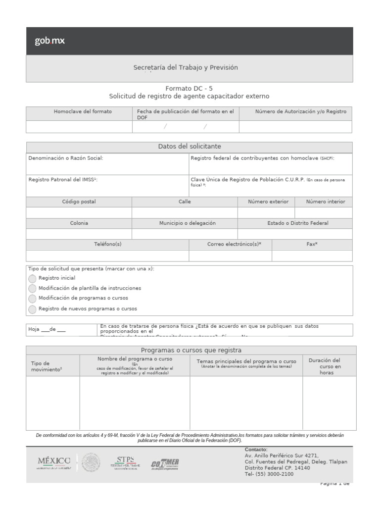 Stps Formato DC 5 | PDF