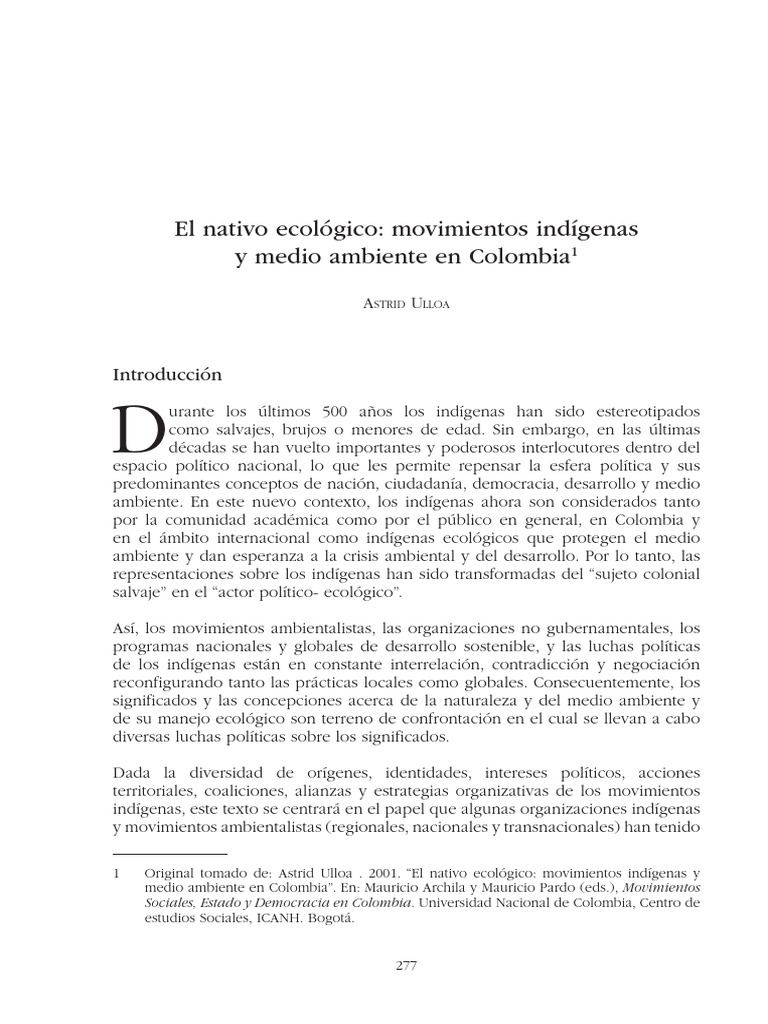 Ulloa - El Nativo Ecológico. Movimientos Indígenas y Medio Ambiente ...