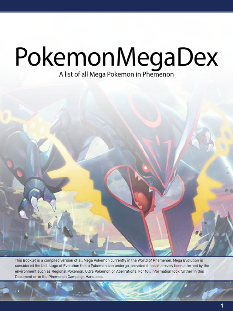 Mega Pokemon Dex for Phemenon | PDF | Pokémon