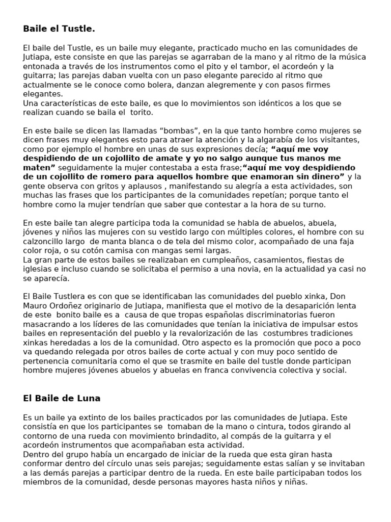 Baile del Tustle: Tradición Xinca | PDF | Bailes