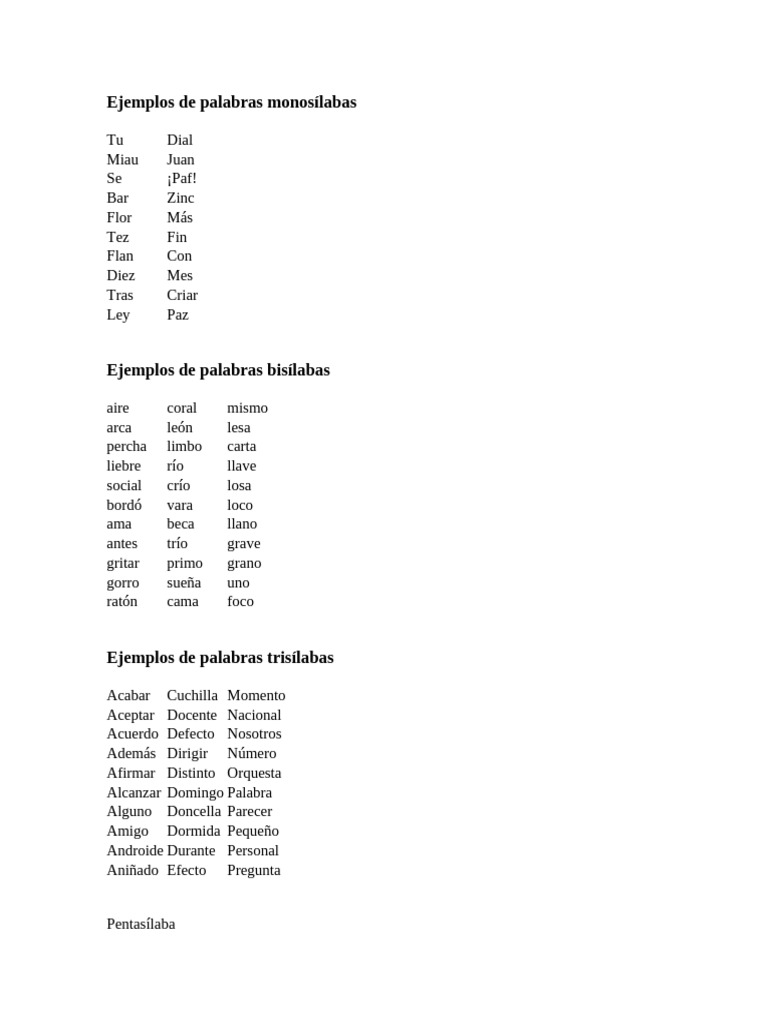 Monosilaba, Bisilaba | PDF