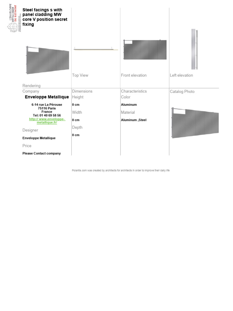 Walls-Cladding- Enveloppe Metallique-Enveloppe Metallique-Steel facings s with panel cladding MW ...
