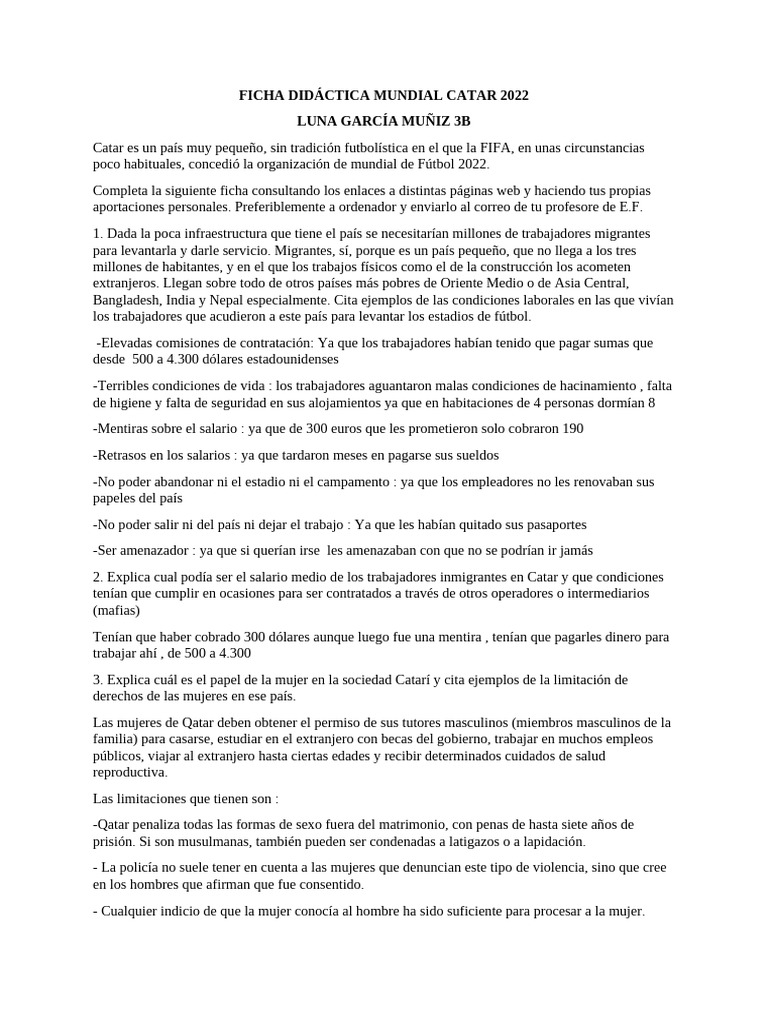 Catar Educación Fisica | PDF | Mujer | Katar