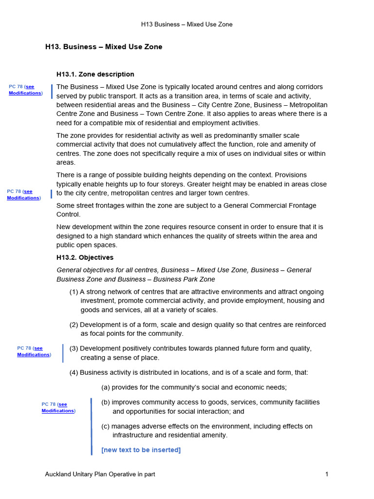 H13 Business - Mixed Use Zone | PDF | Mixed Use Development | Riparian Zone