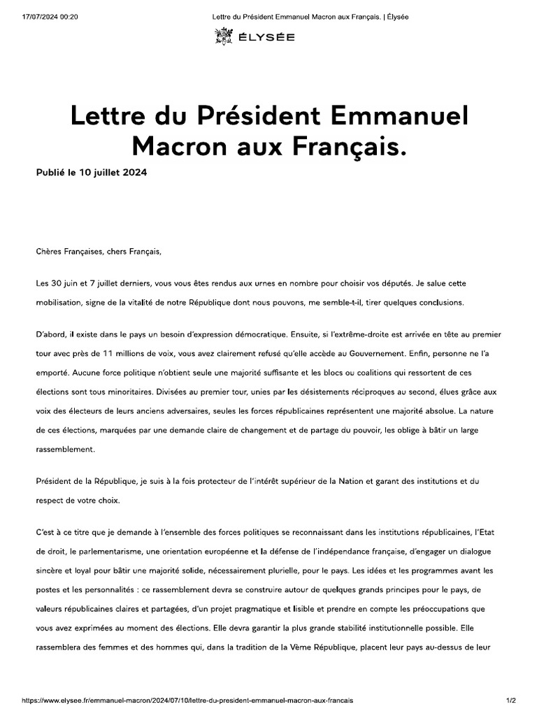 Lettre de Macron | PDF