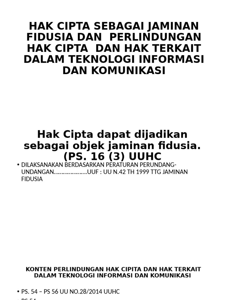Perlindungan Hak Cipta dan Fidusia | PDF