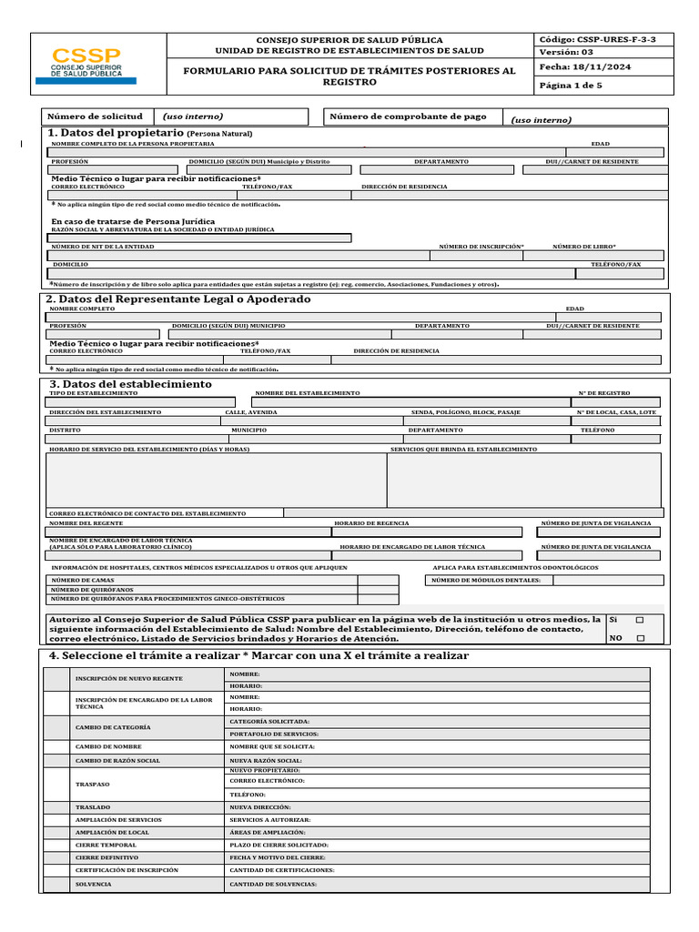 Solicitud De Trámites Cssp Ures 3 3 Pdf