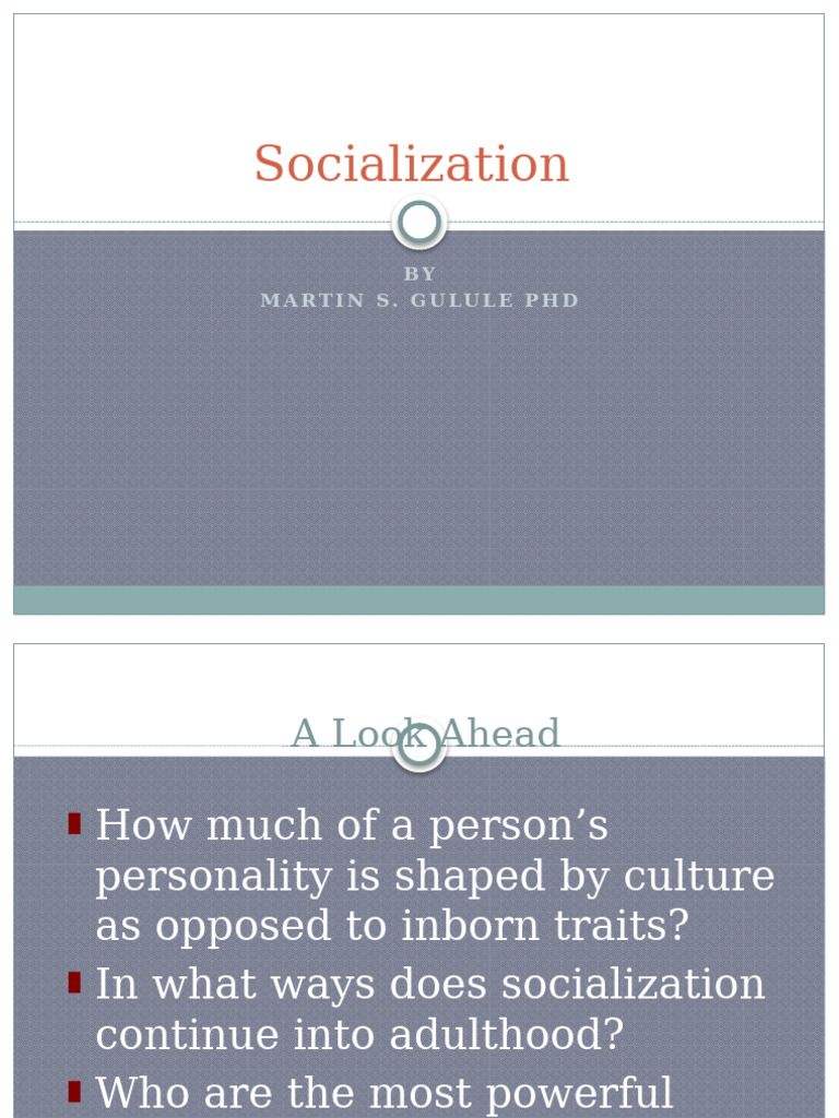 Socialization 27-4-13 | PDF | Socialization | Behavioural Sciences