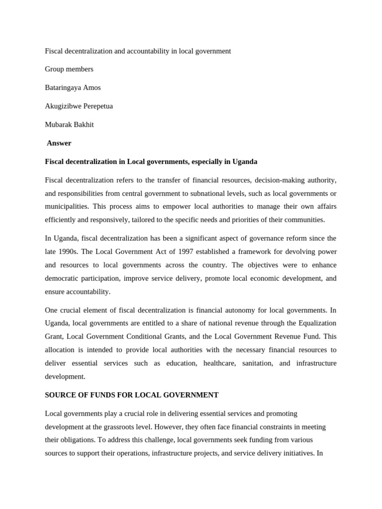 2nd Fiscal Decentralization and Accountability in Local Government ...