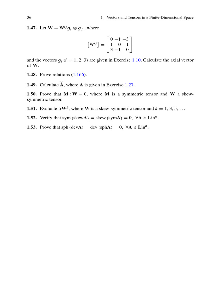 36 1 Vectors and Tensors in A Finite-Dimensional Space: Ij I J | PDF | Vector Space | Tensor