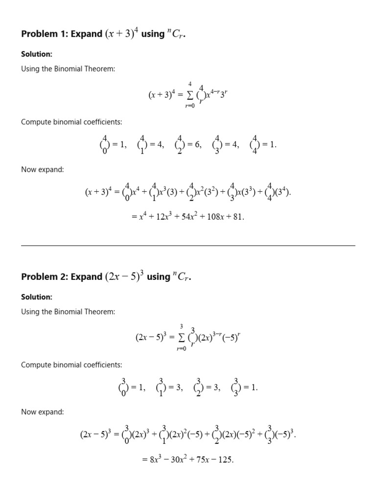 Binomial Expansion Using Combinations | PDF | Numerical Analysis | Mathematics Of Computing