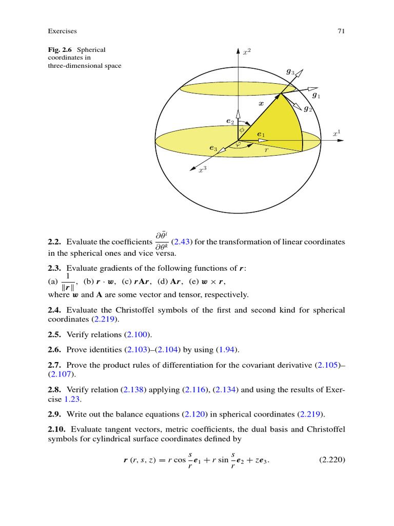 Exercises 71 Spherical Coordinates in Three-Dimensional Space | PDF ...