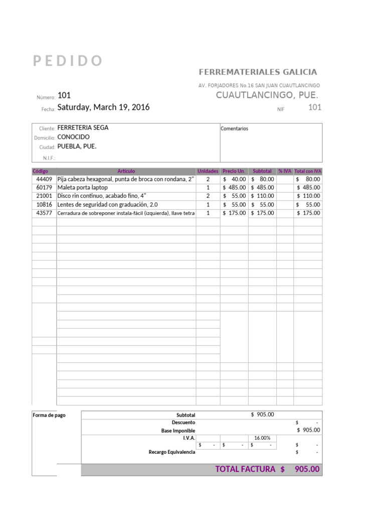 Modelo-Factura-Excel (5) | PDF
