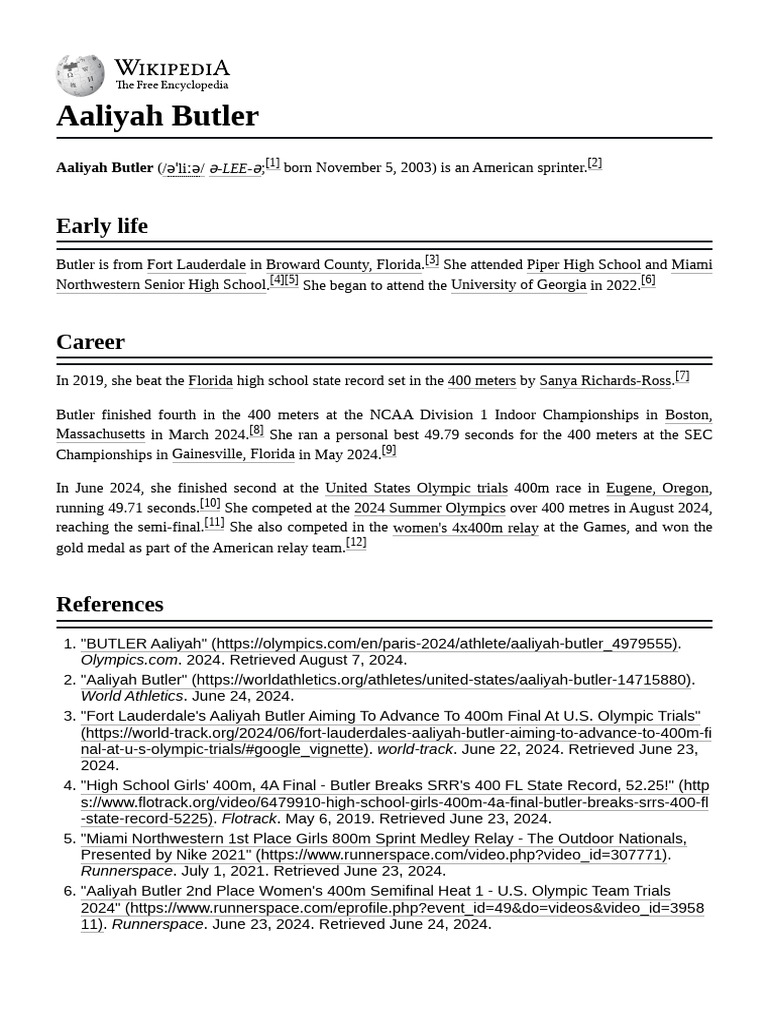 Aaliyah_Butler | PDF | Athletic Sports | Track And Field