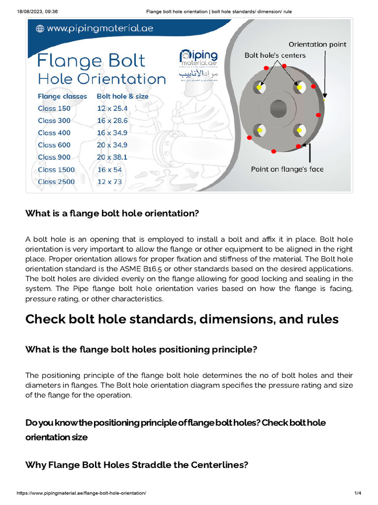 Flange Bolt Hole Orientation Standards | PDF | Screw | Plumbing