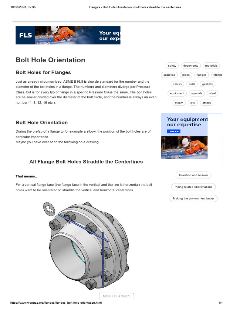 Flanges - Bolt Hole Orientation - Bolt Holes Straddle The Centerlines ...