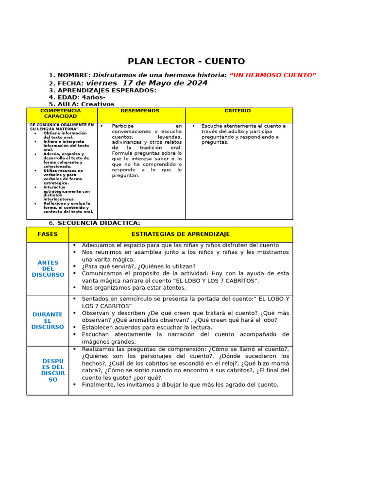 PLAN LECTOR Lucy | PDF | Ciencia cognitiva | Comunicación humana