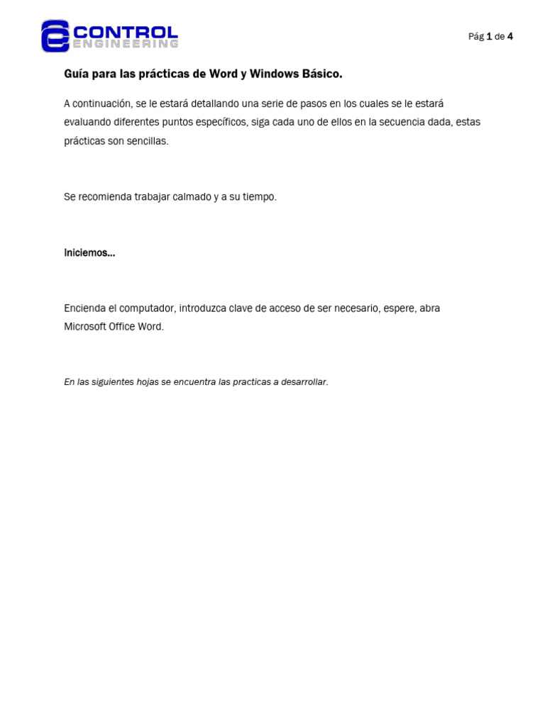 Guía Práctica de Word y Windows Básico | PDF | Microsoft Word | Software