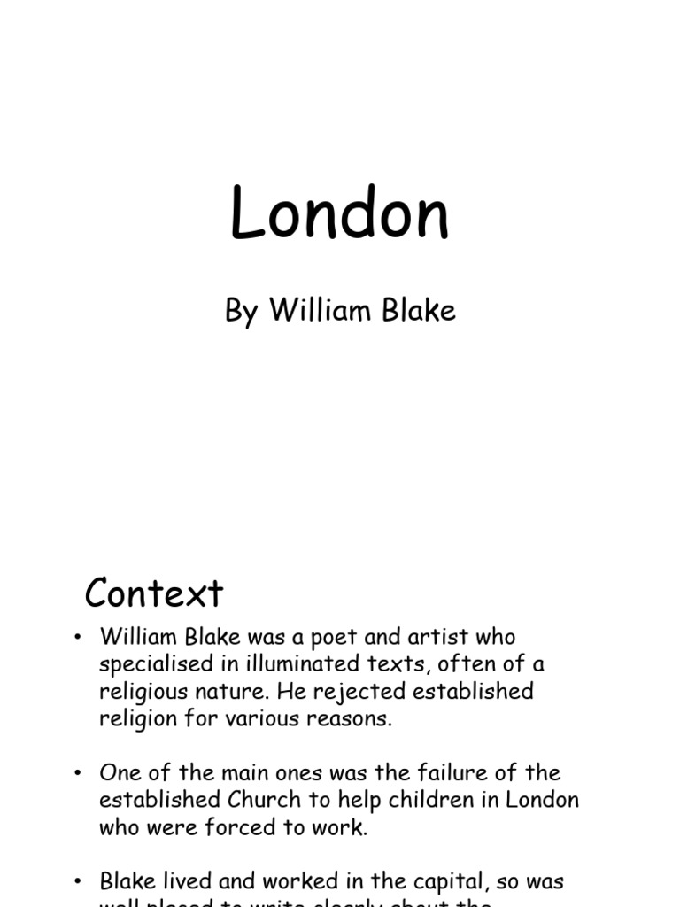 Blake's "London": Poem Analysis | PDF | Poetry