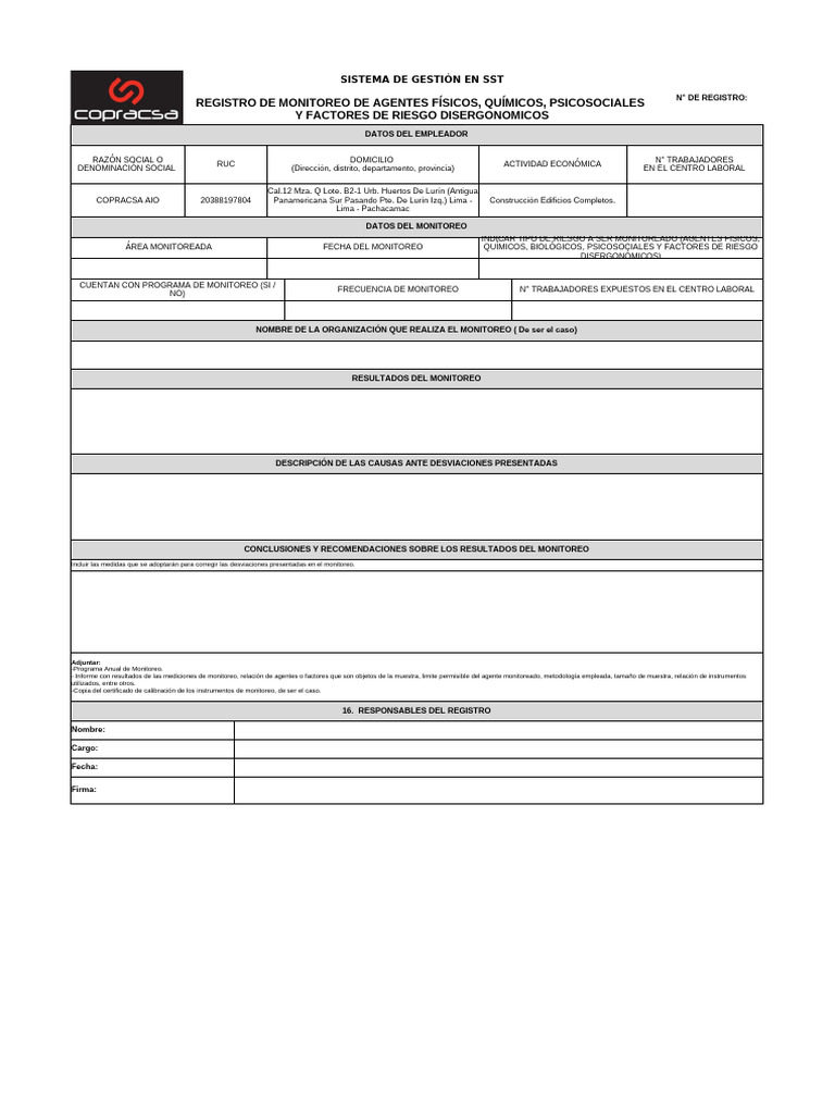 Anexo 11 - Registro de Monitoreo | PDF