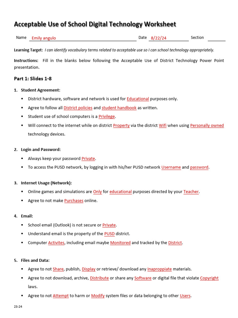 Acceptable Use of Digital Technology | PDF | Password | Computer File