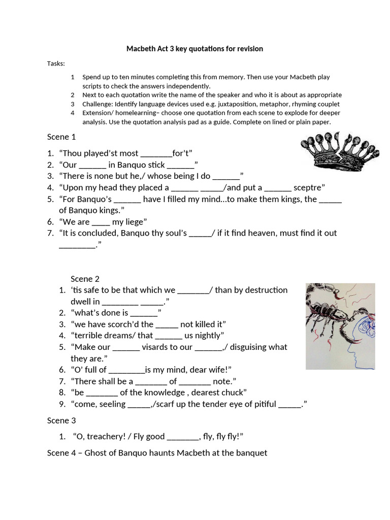 Macbeth Act 3 Revision Guide | PDF | Shakespearean Tragedies | Macbeth