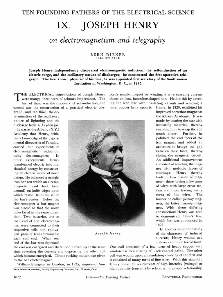 Joseph Henry: Pioneer of Electromagnetism | PDF | Electrical Equipment ...