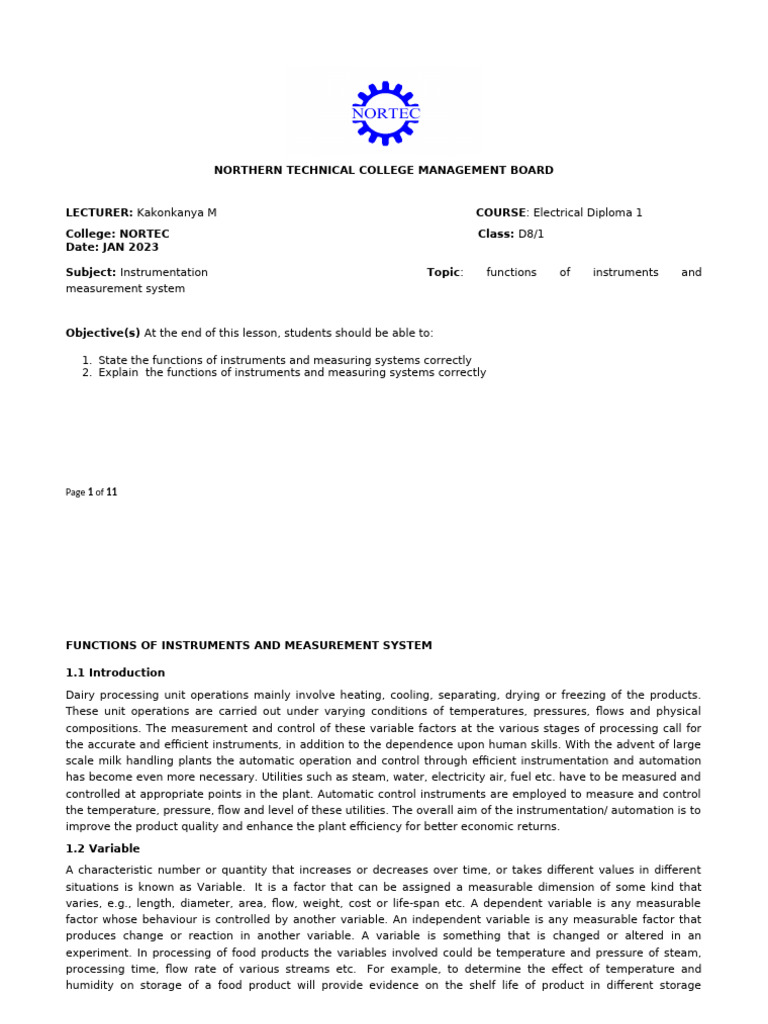 1 Lesson Notes Measurement Systems | PDF | International System Of ...