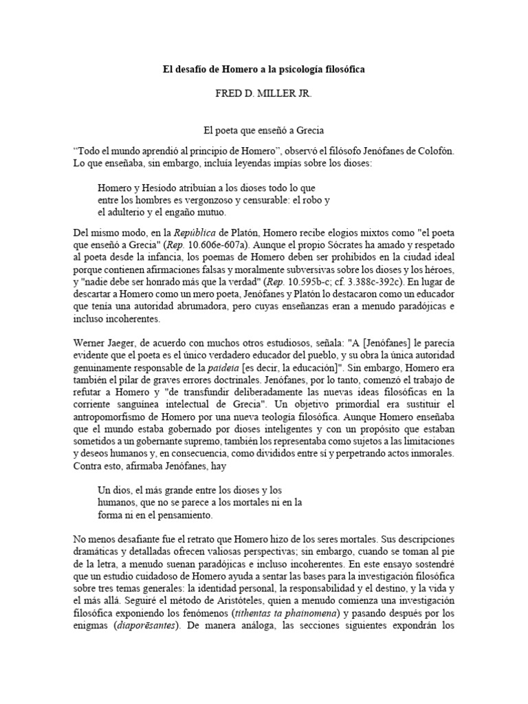 Homero y la Psicología Filosófica | PDF | Héctor | Ilíada
