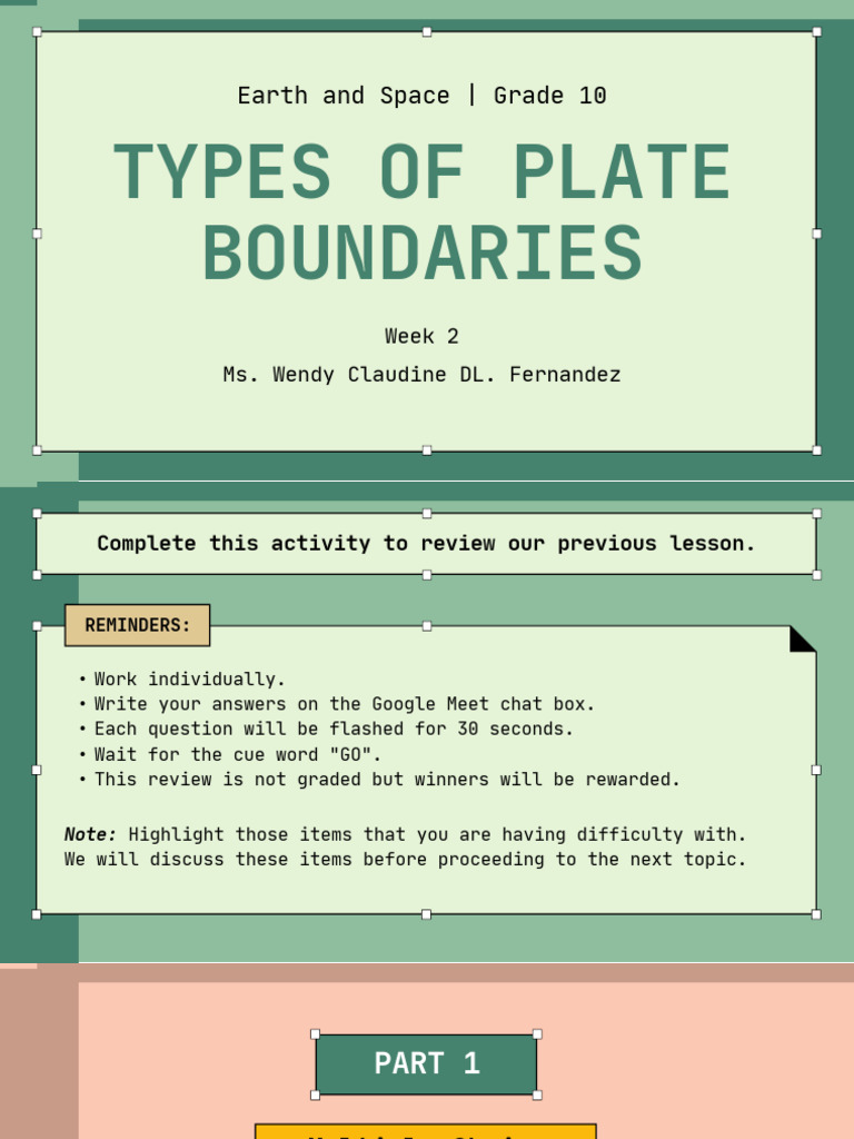 Types of Plate Boundaries | PDF | Plate Tectonics | Volcano